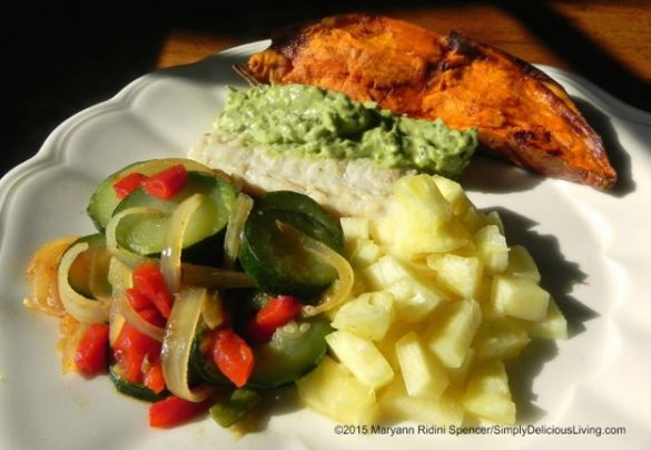 Fresh Cod Fillets with Avocado Basil Pesto